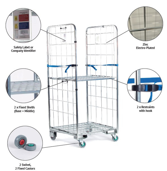 Two Side Roll Cage Stock Trolley | Steel Cage | Steel Stillage Cage ...